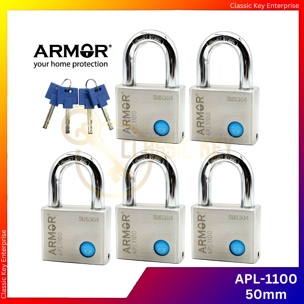 ARMOR Padlock Model APL-1100 Stainless Steel SUS304 Anti Rust Anti Cut ...