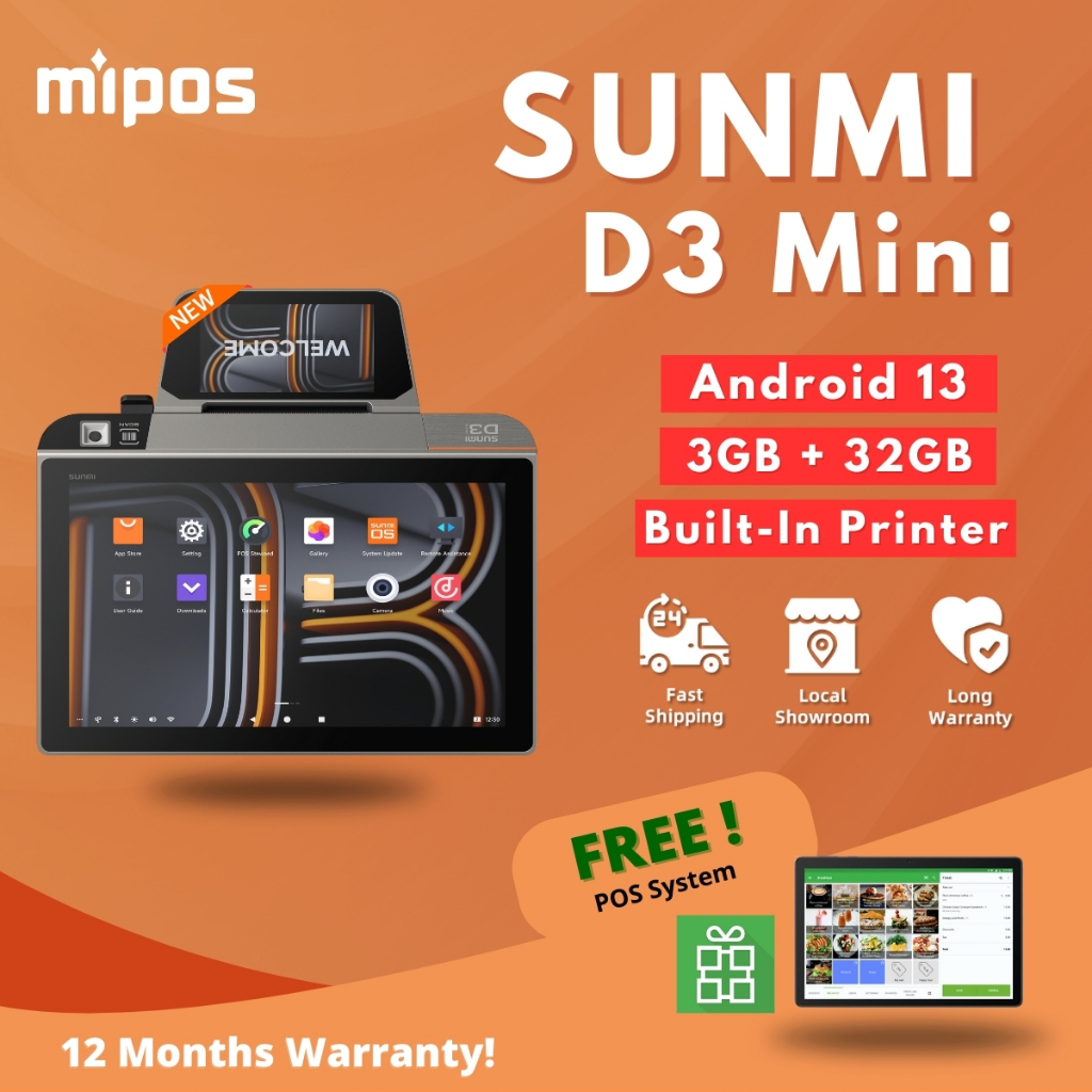 SUNMI D3 MINI Smart Desktop Terminal All In One POS Touchscreen Android 13 POS Terminal | Shopee ...