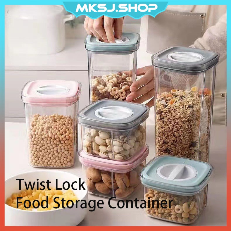 Food Storage Container Airtight Twist Lock Transparent Kitchen ...