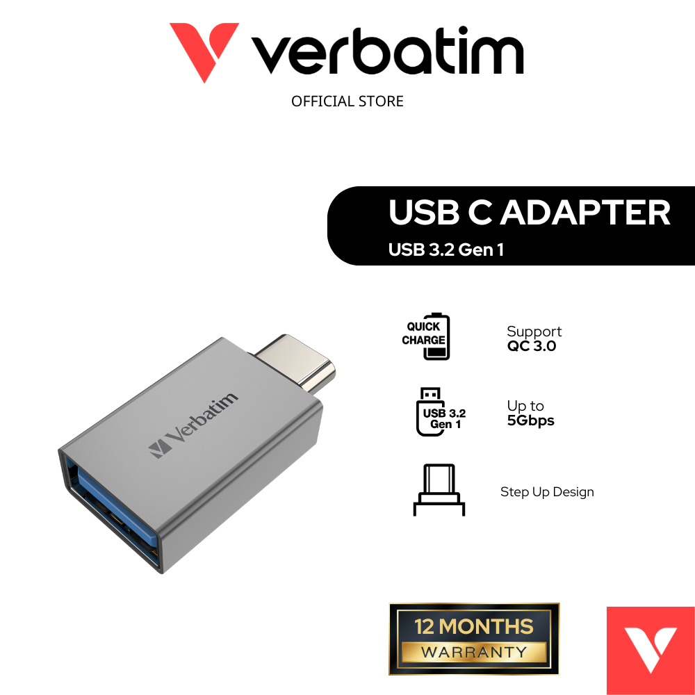 Verbatim USB 3.2 Gen 1 Type C Adaptor (66885) | Shopee Malaysia