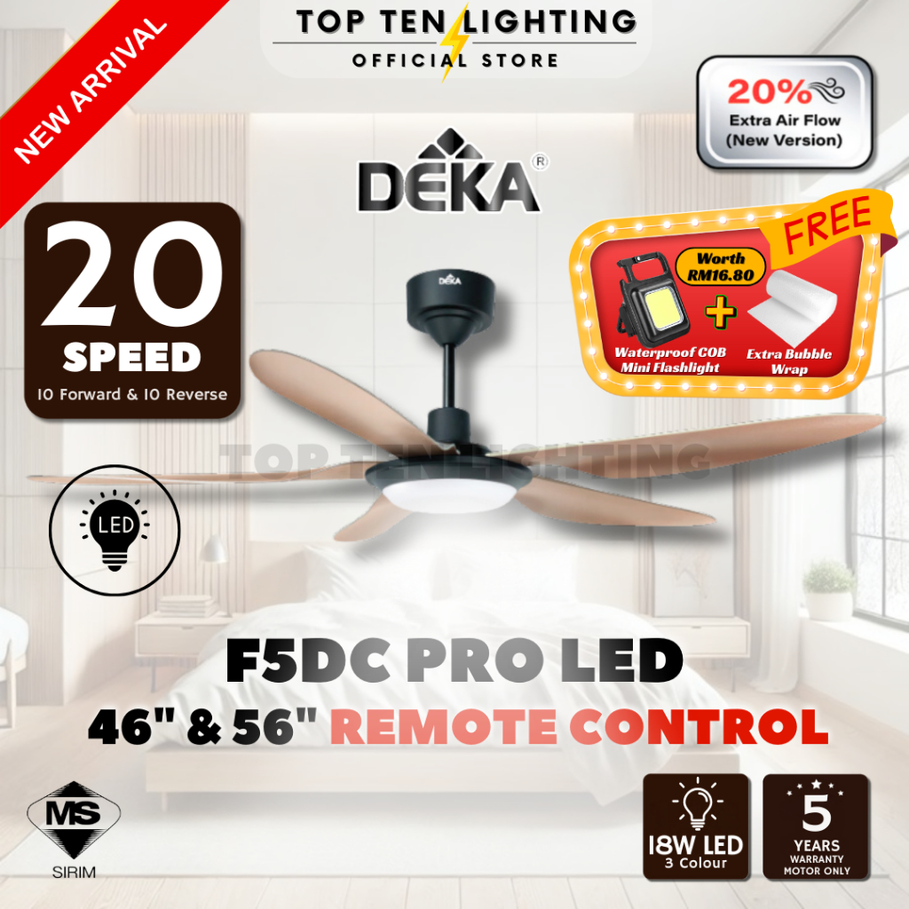 DEKA KRONOS F5DC PRO F5DCL 46" 56" 5 Blades LED DC Motor 14 Speed SIRIM ...