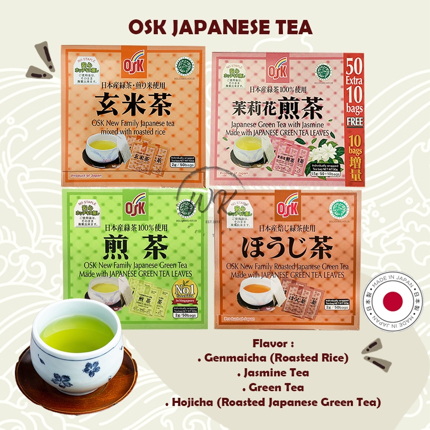 OSK Japanese Green Tea/ Tea with Roasted Rice/ Jasmine Tea Tea Bag HALAL (2g x 50bags) | Shopee ...