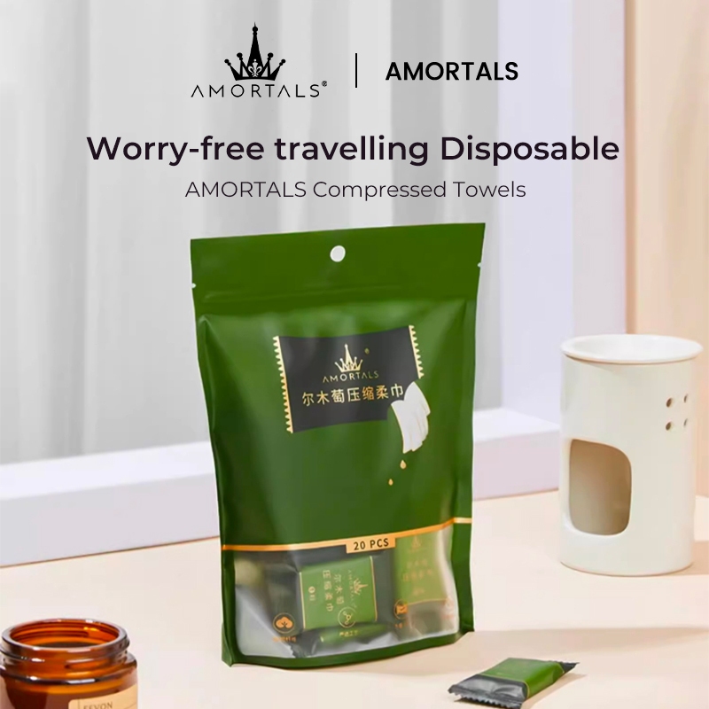 AMORTALS Disposable Pure Cotton Travel Facial Tissue Compressed Facial ...