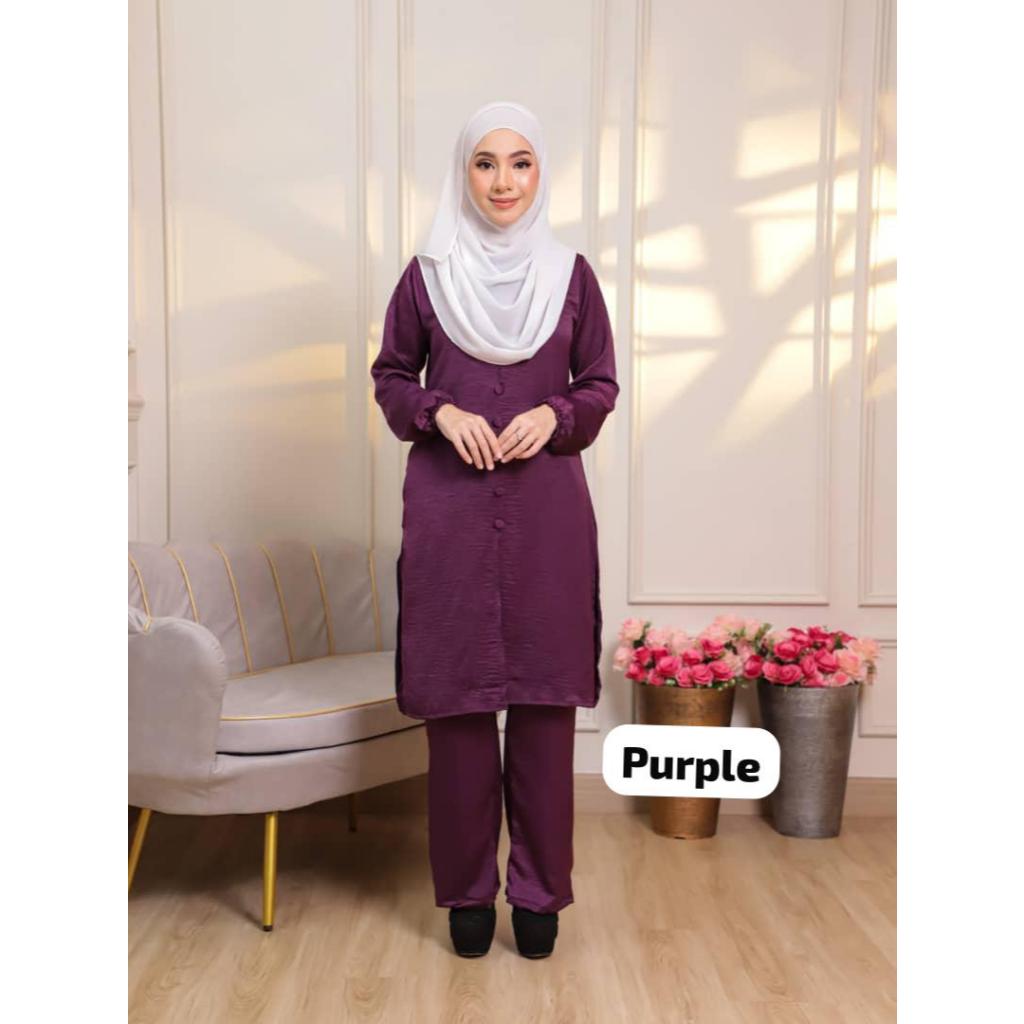 BAJU MUSLIMAH SUIT HAWA SATIN AIR FLOW | Shopee Malaysia