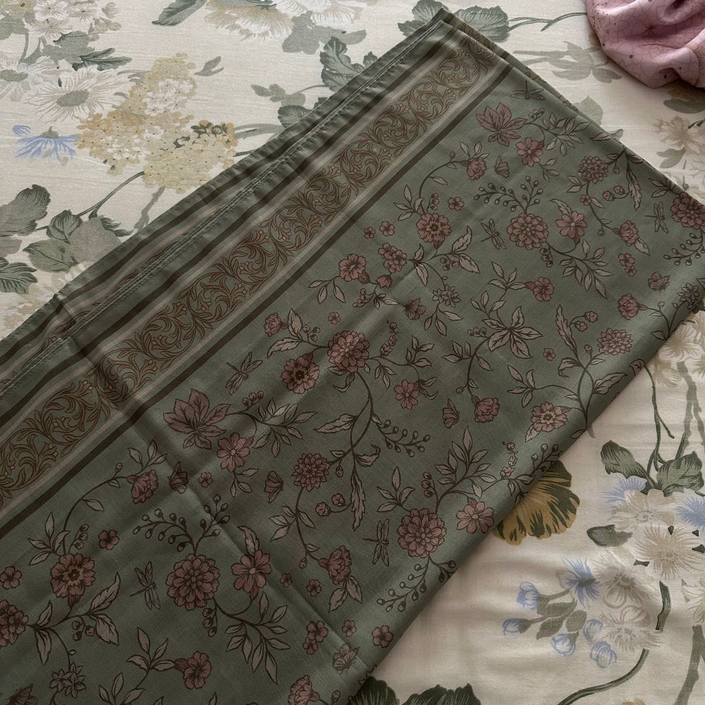 Bunga by Lima Segi - Shawl Cotton Voile in Olive | Shopee Malaysia