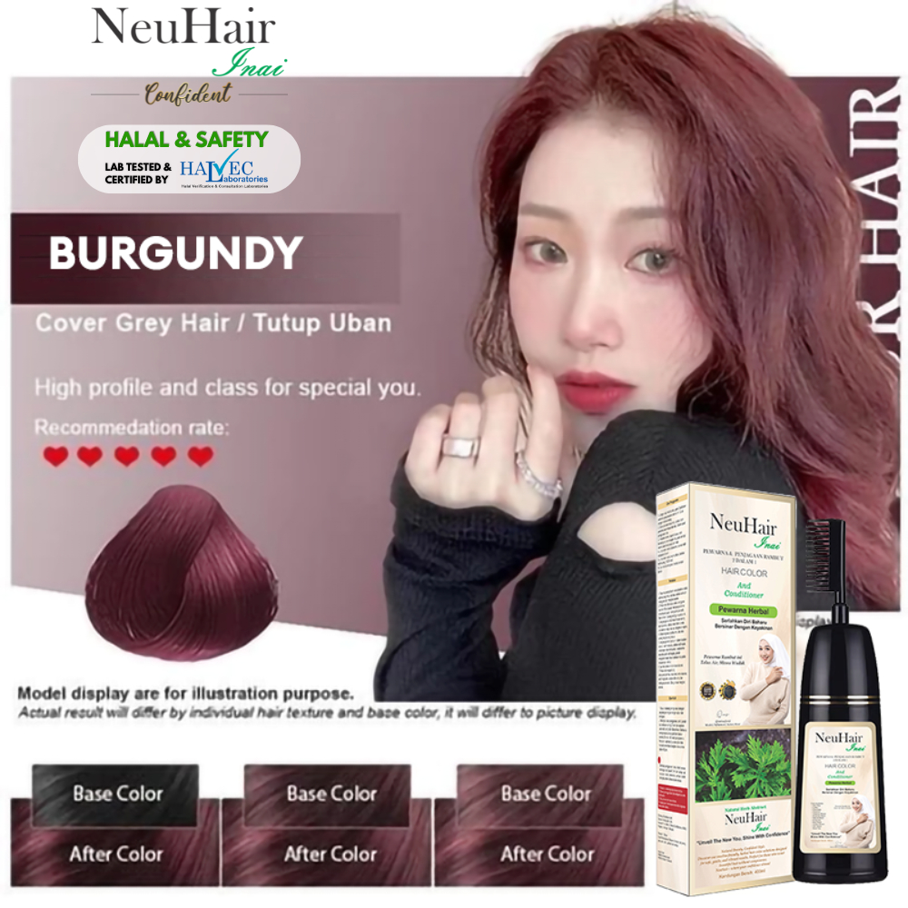 [400ml] Burgundy NeuHair Inai Pewarna Rambut Hair Dye Color Premium ...