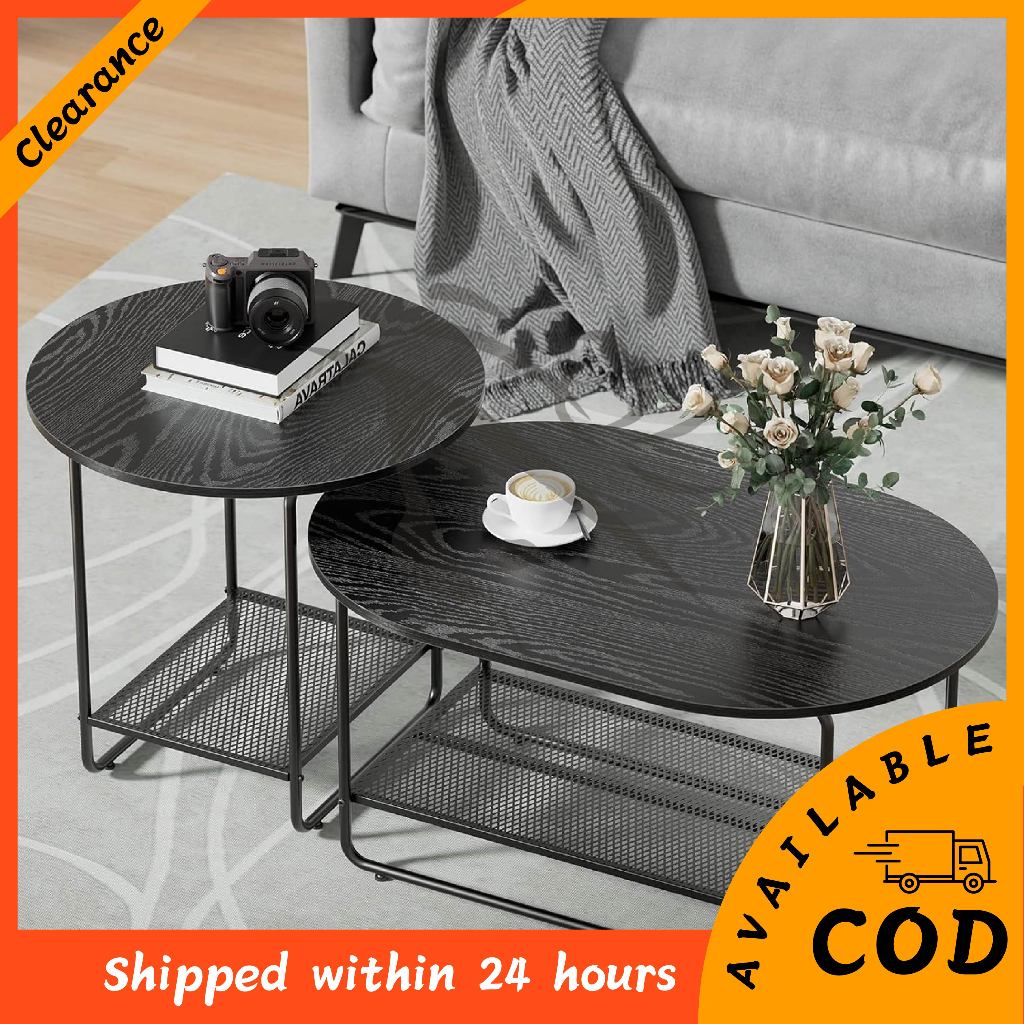 【Clearance】Art Decor Melamine Coffee Table Marble Texture /Meja Kopi ...