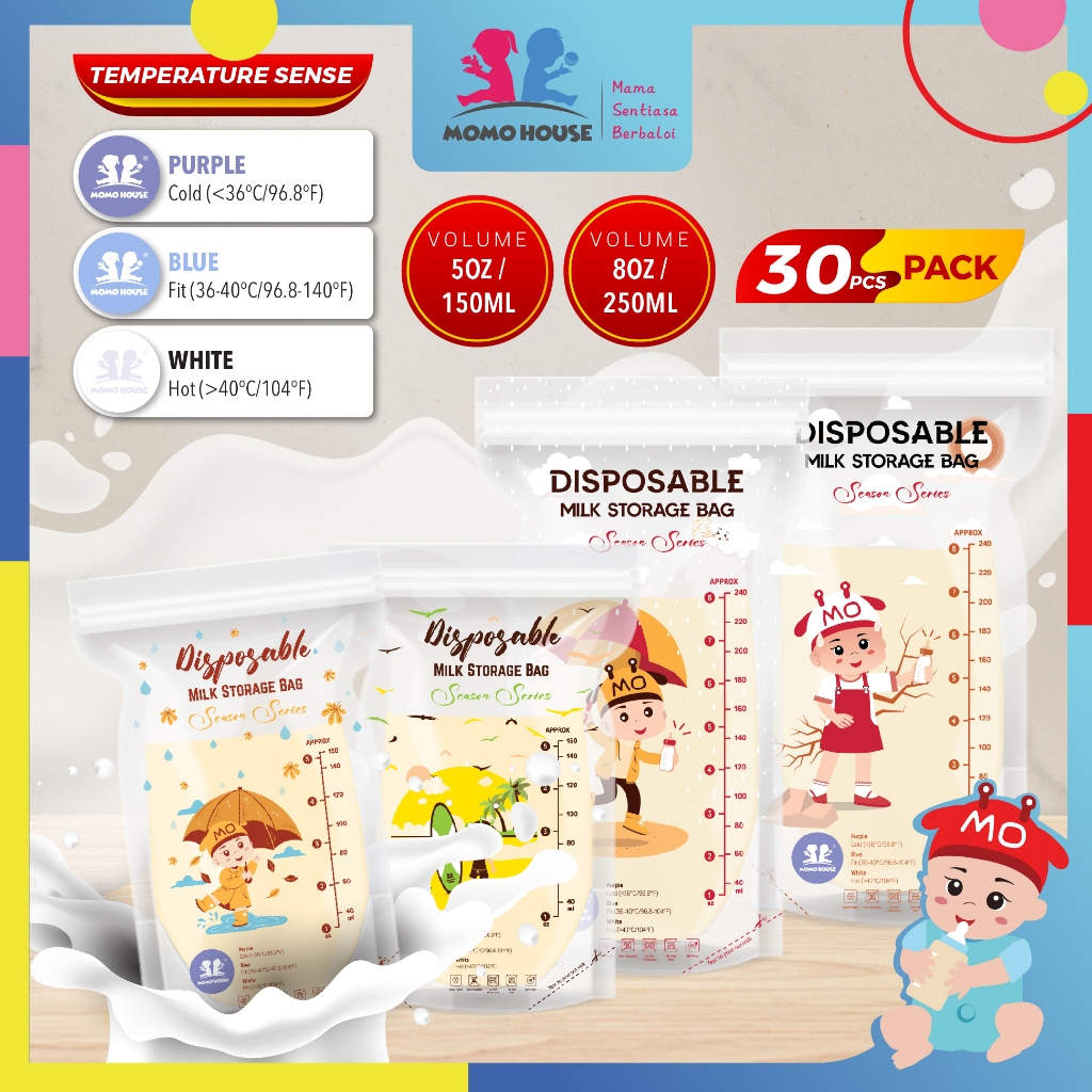 30pcs 5oz/8oz Temperature Sense Momo House Milk Storage Bag Susu Baby ...