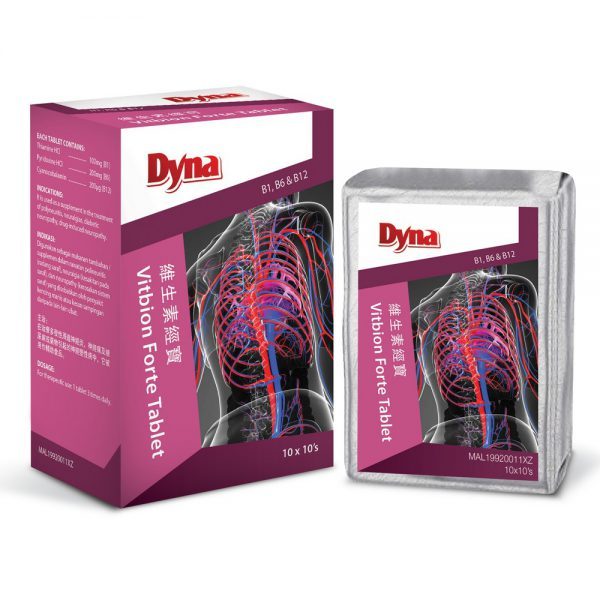 Dyna VITBION FORTE Vitamin B1,B6,B12 Tablet 10s Nerve Pain Neuropathy ...