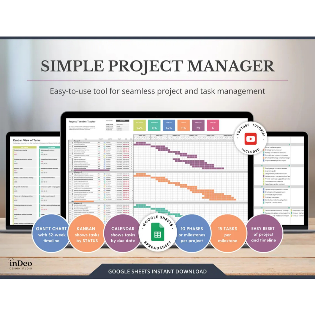 Project Management Template Google Sheet Project Planner Small Business ...