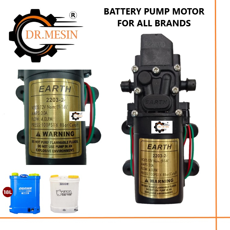 [READY STOCK] Pam Racun Batteri 12v 100psi 2203-2 Motor Water Pump ...