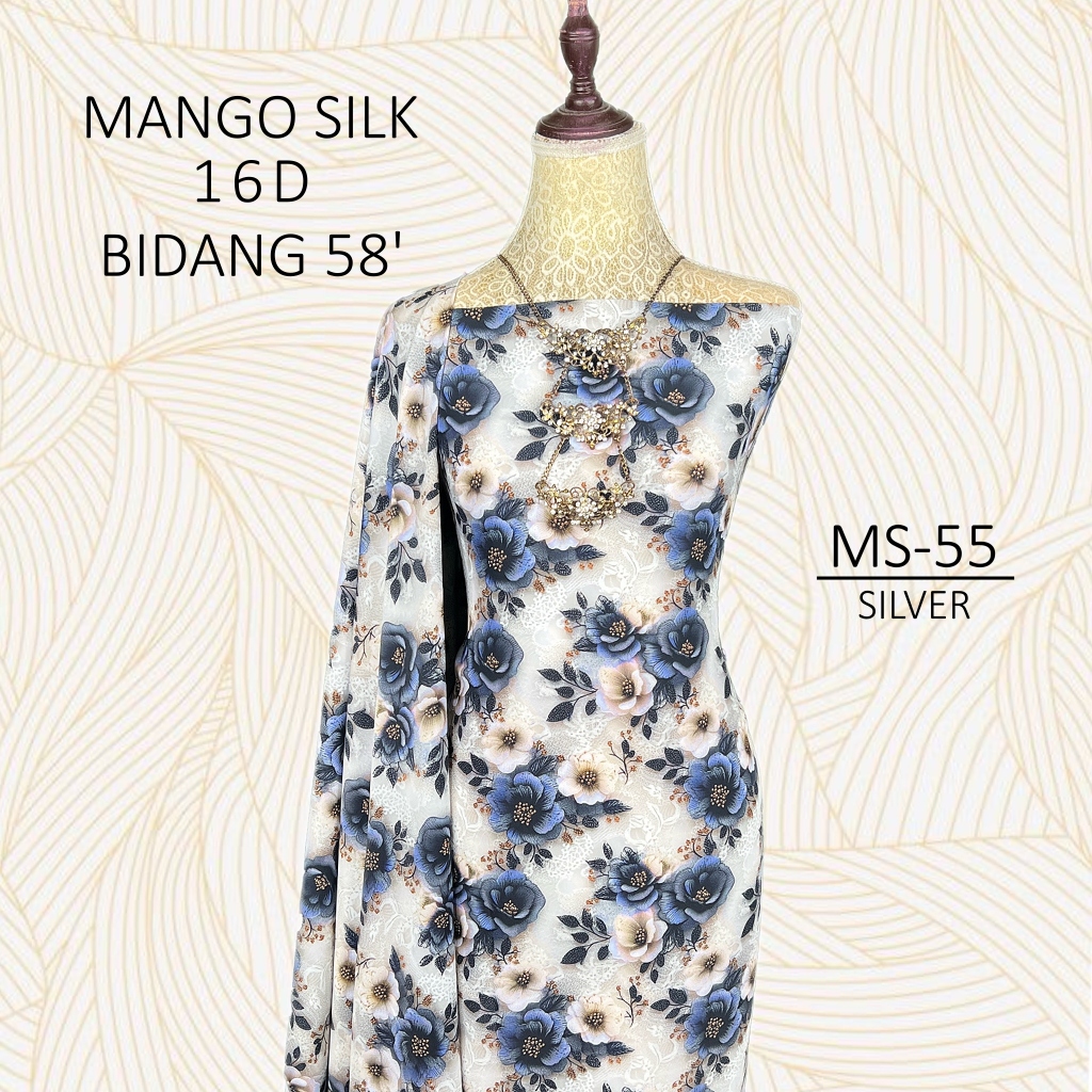 (0.5m) Mango Silk 16D Printed Kain Pasang Kain Viral Raya 2025 Bidang ...