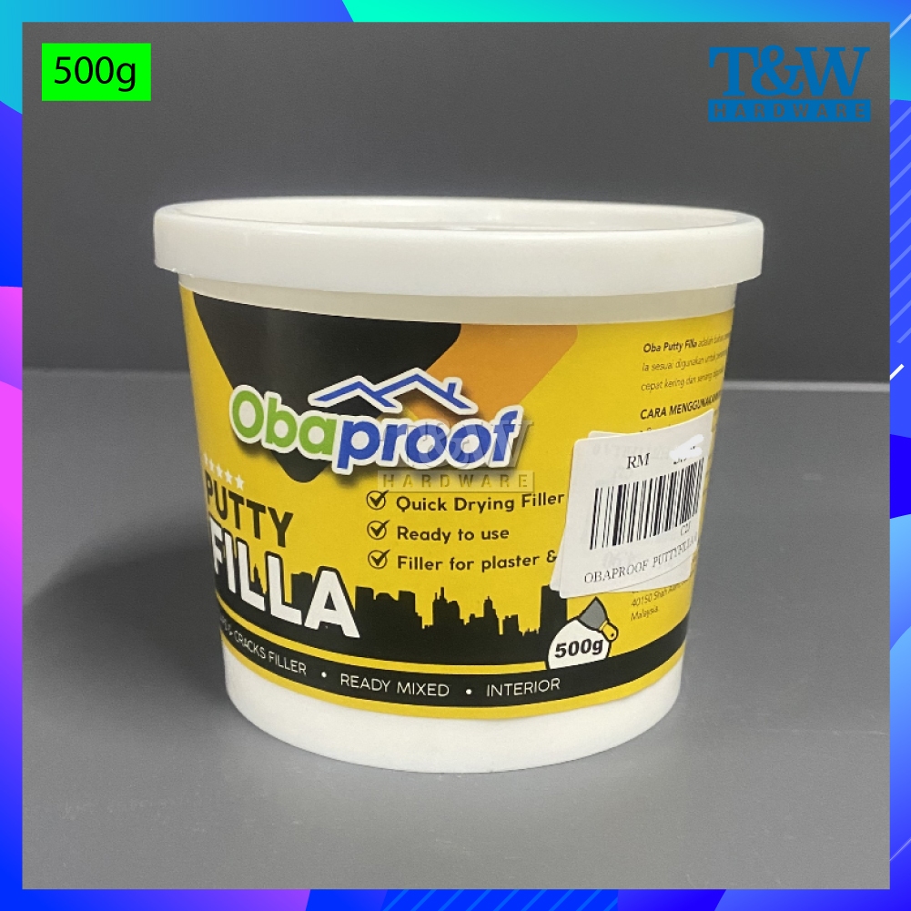 OBAPROOF PUTTY FILLA / GAPS AND CRACKS FILLER 0.5KG [T&W Hardware ...