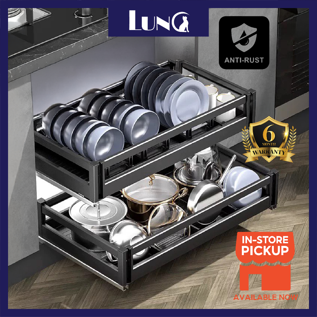Aluminum Alloy Pull Basket Kitchen Cabinet Double Layer Drawer Type ...