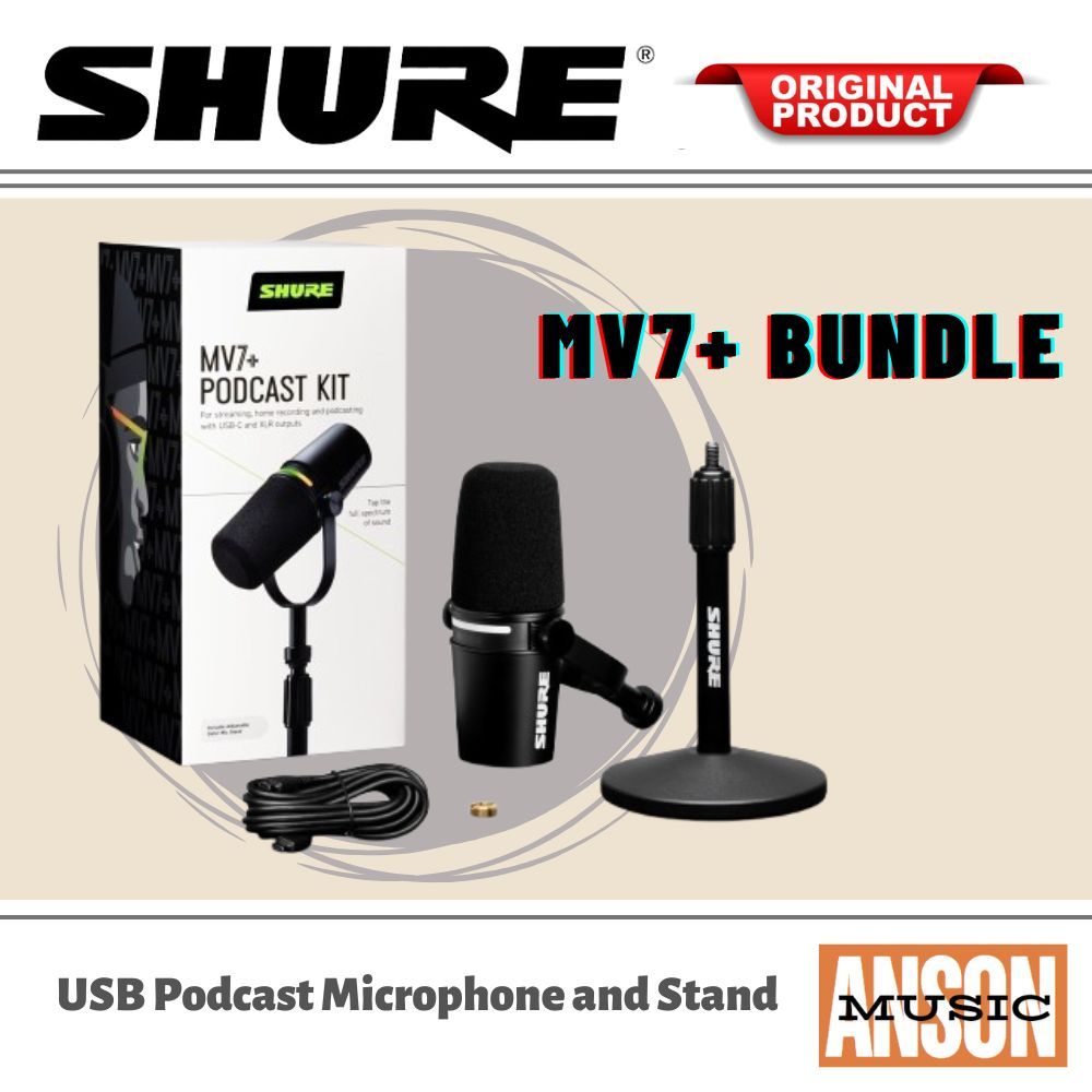 Shure MV7+ USB Podcast Microphone - White / Black ( MV-7 / MV-7 PLUS ...