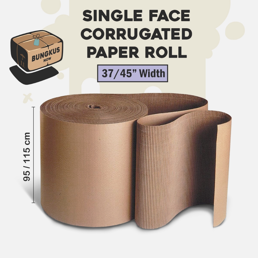 BungkusNow Single Facer Corrugated Paper Roll / 37" Width / 37" x 5m ...