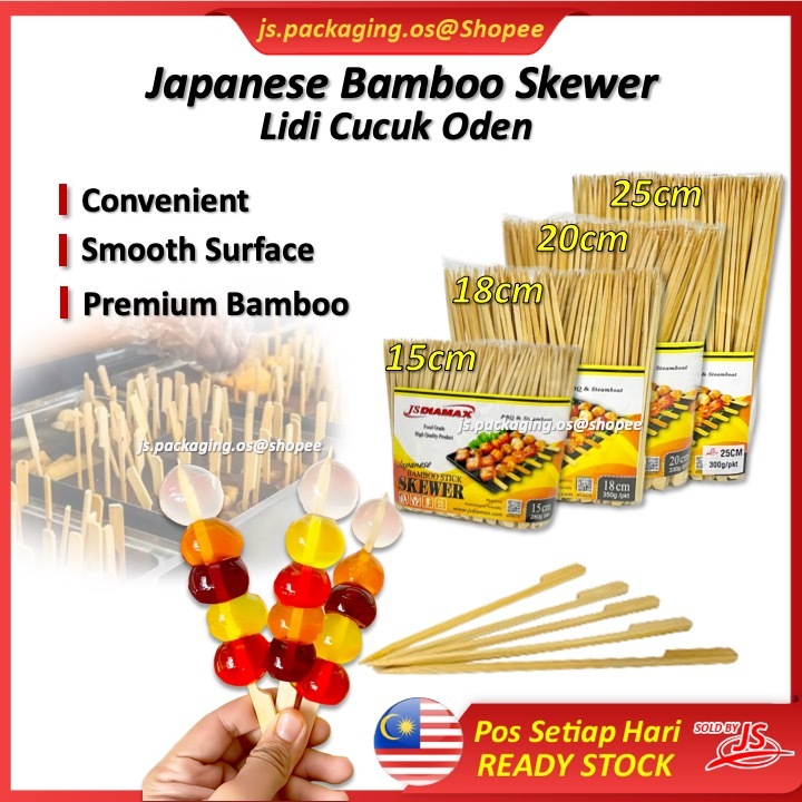 15cm/18cm/20cm/25cm Lidi Cucuk Oden Fruit Bamboo Stick Skewer Sausage ...