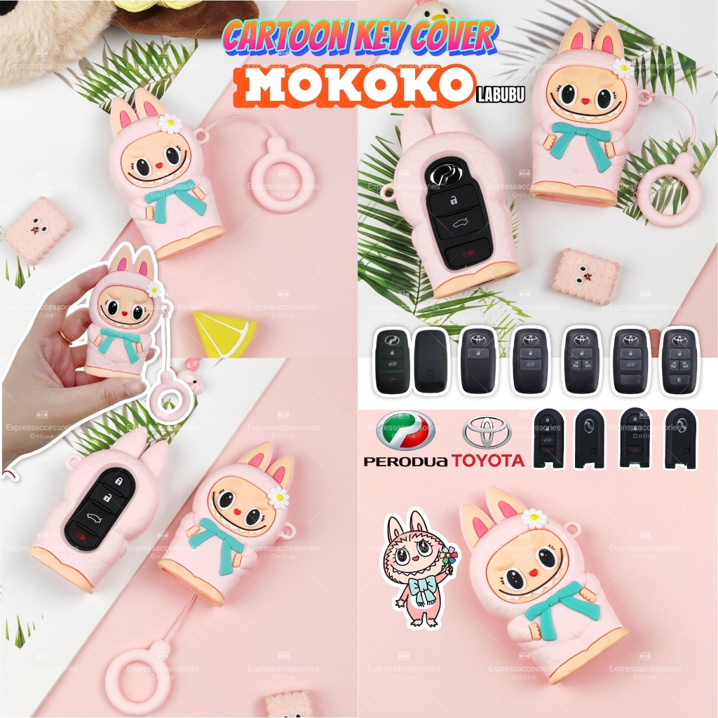 LABUBU MOKOKO CAR CARTOON KEY COVER KARTUN SARUNG KUNCI KERETA PERODUA ...