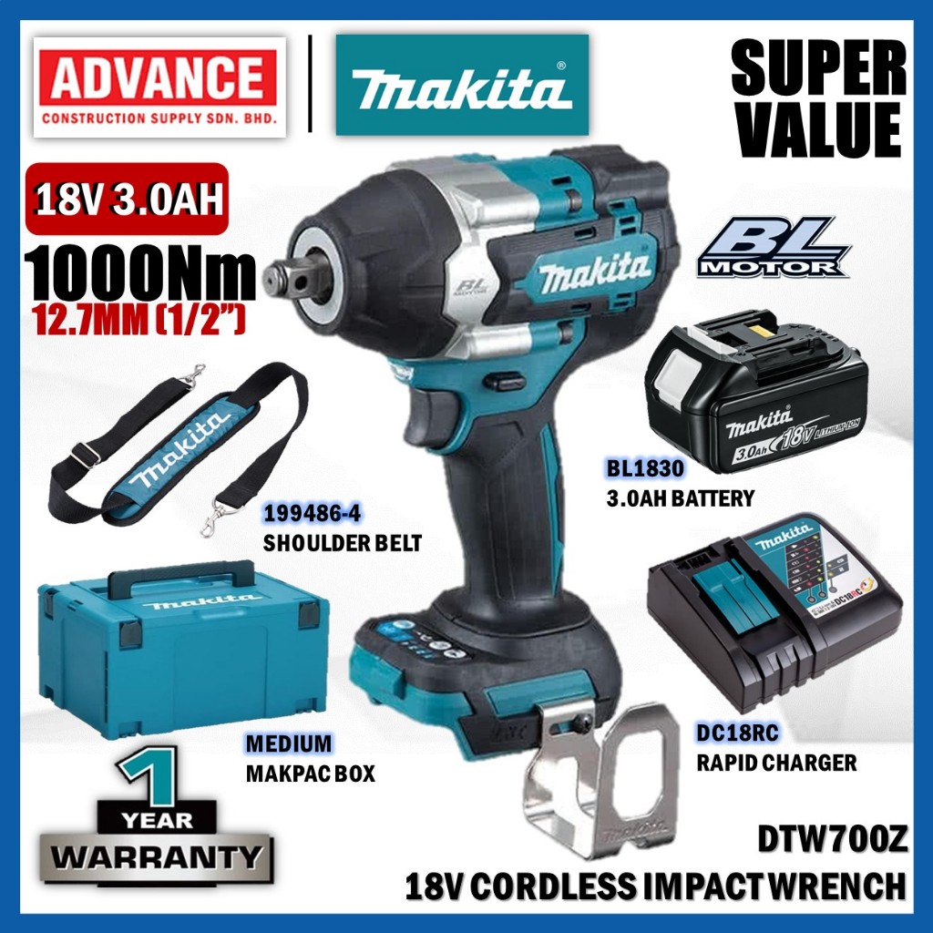 🔥SUPER VALUE🔥 MAKITA DTW700 | DTW700Z 18V Cordless Impact Wrench 12.7MM ...
