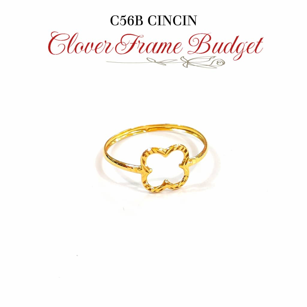 Wing Sing Cincin Clover Lucky Leaf Bajet Emas 916 / 916 Gold Ring Daun ...