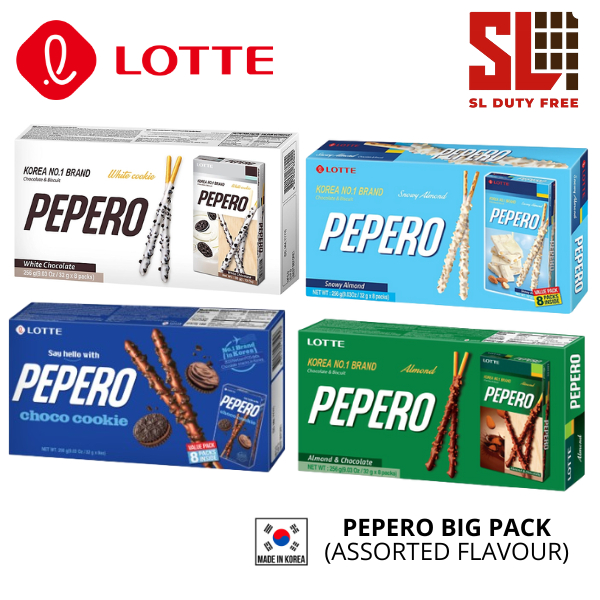 Lotte Pepero Big Pack Chocolate 256g Assorted Flavour Halal Biscuit ...
