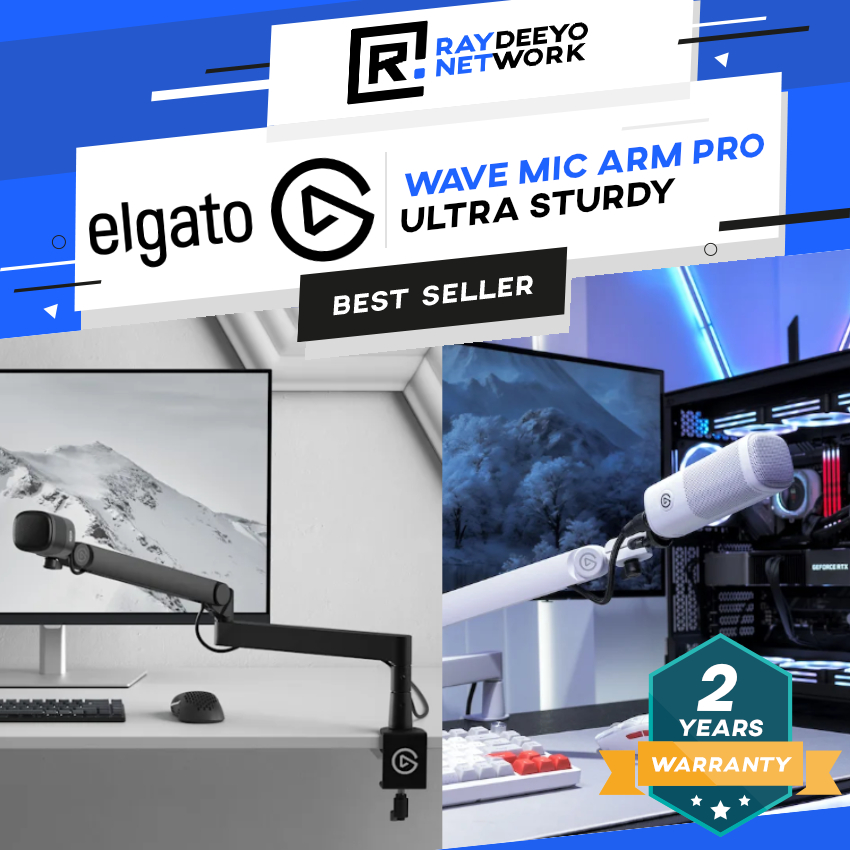 ELGATO WAVE Mic Arm Pro for Mic (Black/White) [Sturdy Low Profile Boom ...