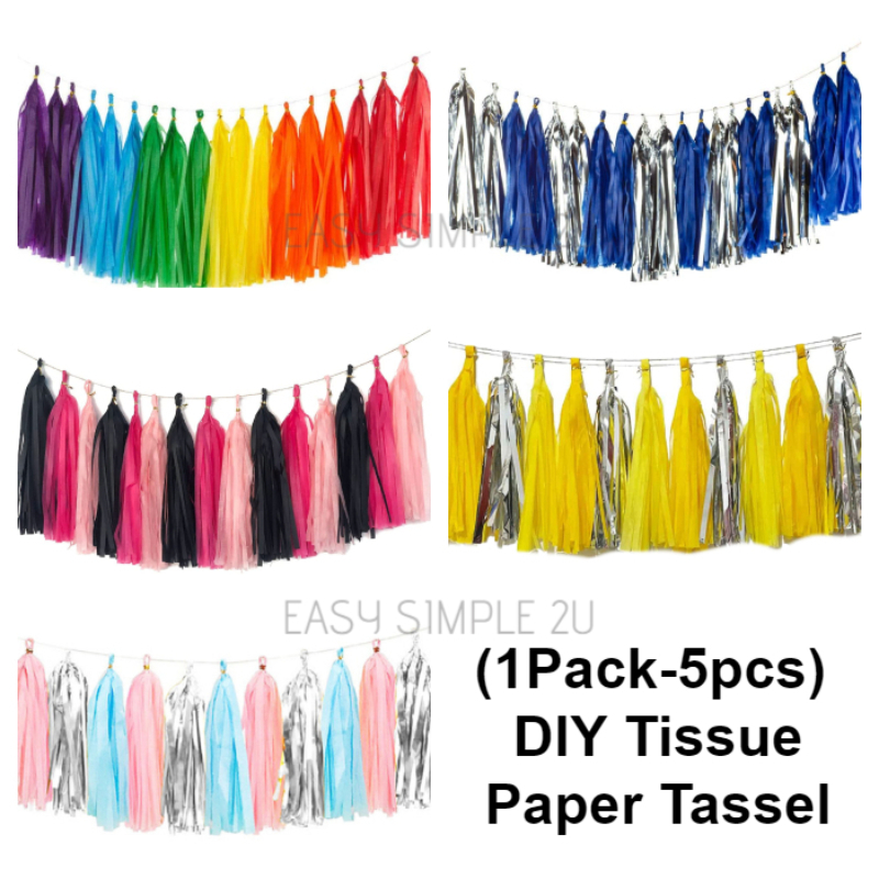 (1Pack-5pcs) DIY Tissue Paper Tassel Party Garland Event Party Supplies ...
