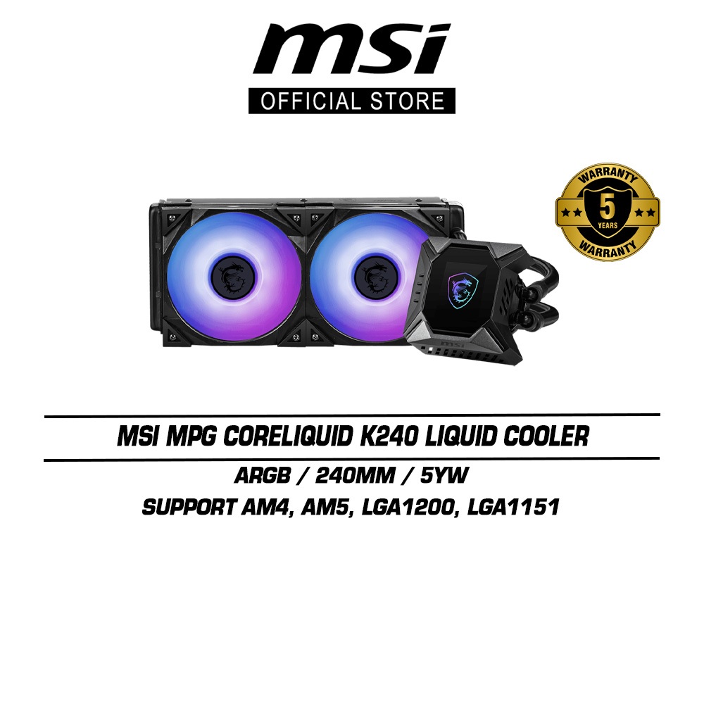 MSI MPG Coreliquid K240 Liquid Cooler (240mm/ARGB) | Shopee Malaysia