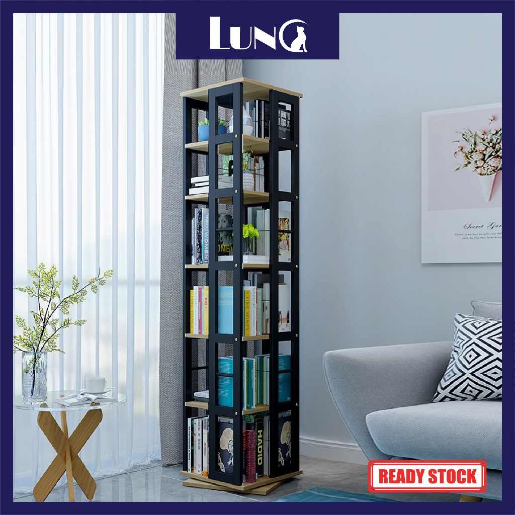 Rotating bookshelf creative bookcase shelf modern minimalist student ...
