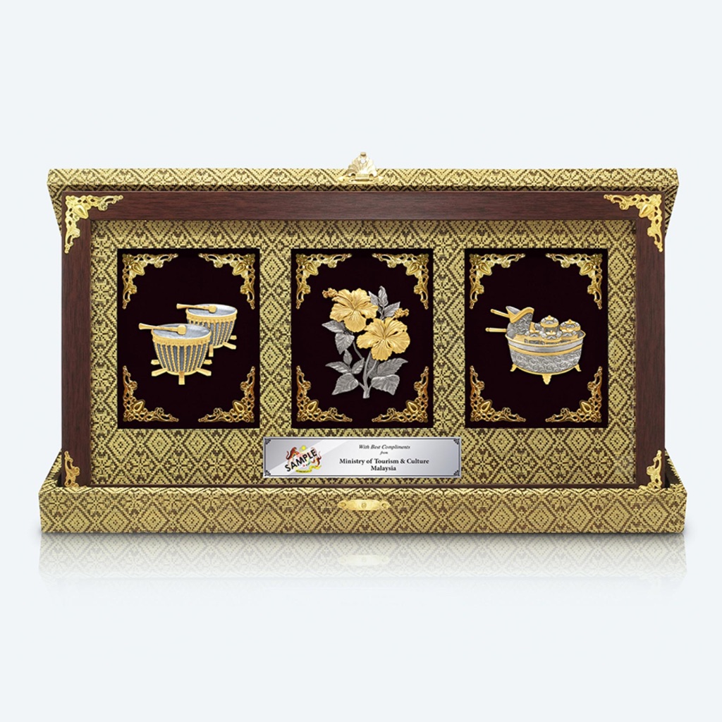 (JS Pewter) 3 in 1 SONGKET FRAME 9"x17" Gold Plated PEWTER | Songket ...