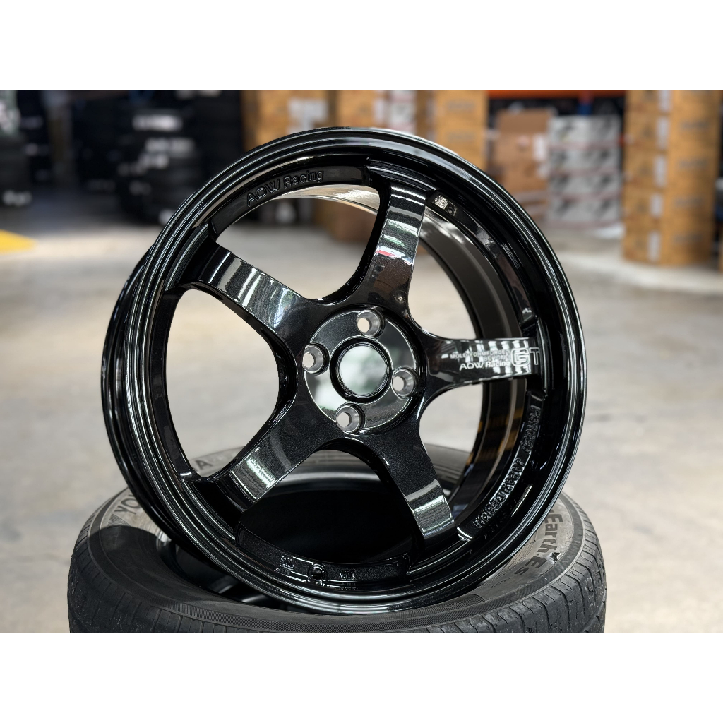 NEW 17X7.5J AOW GT Rim (set of 4) Black 4X100 for Vios Yaris City Jazz Myvi Ativa Mazda 2 MX5 ...