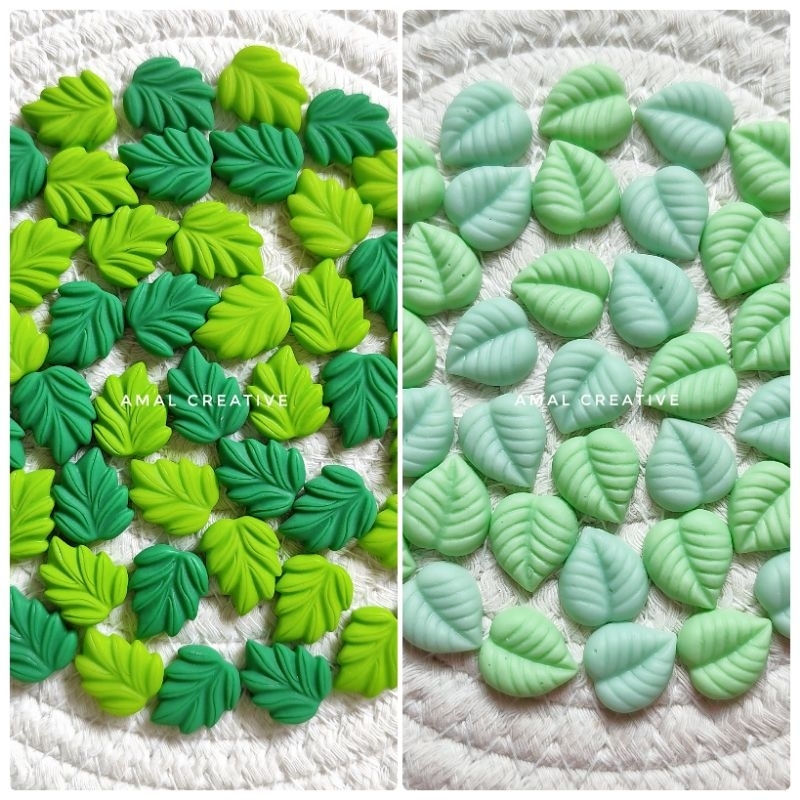 Green Leaf Flatback Resin | Leaves Resin | Resin Daun Hijau | Green Leaves Resin | Leaf Resin ...