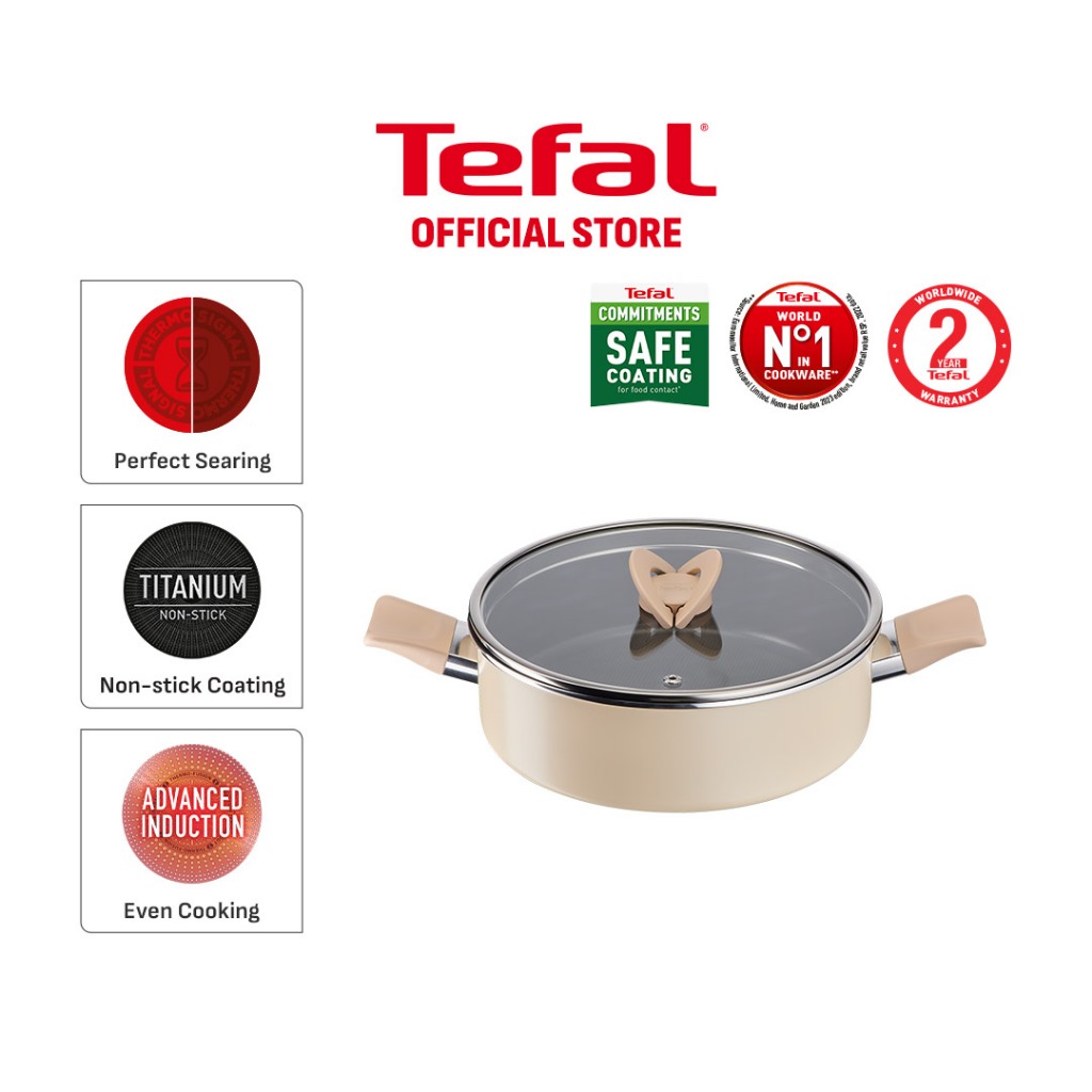 Tefal Cookware Blossom Shallow pan 24cm w/lid(Non-stick Cookware ...