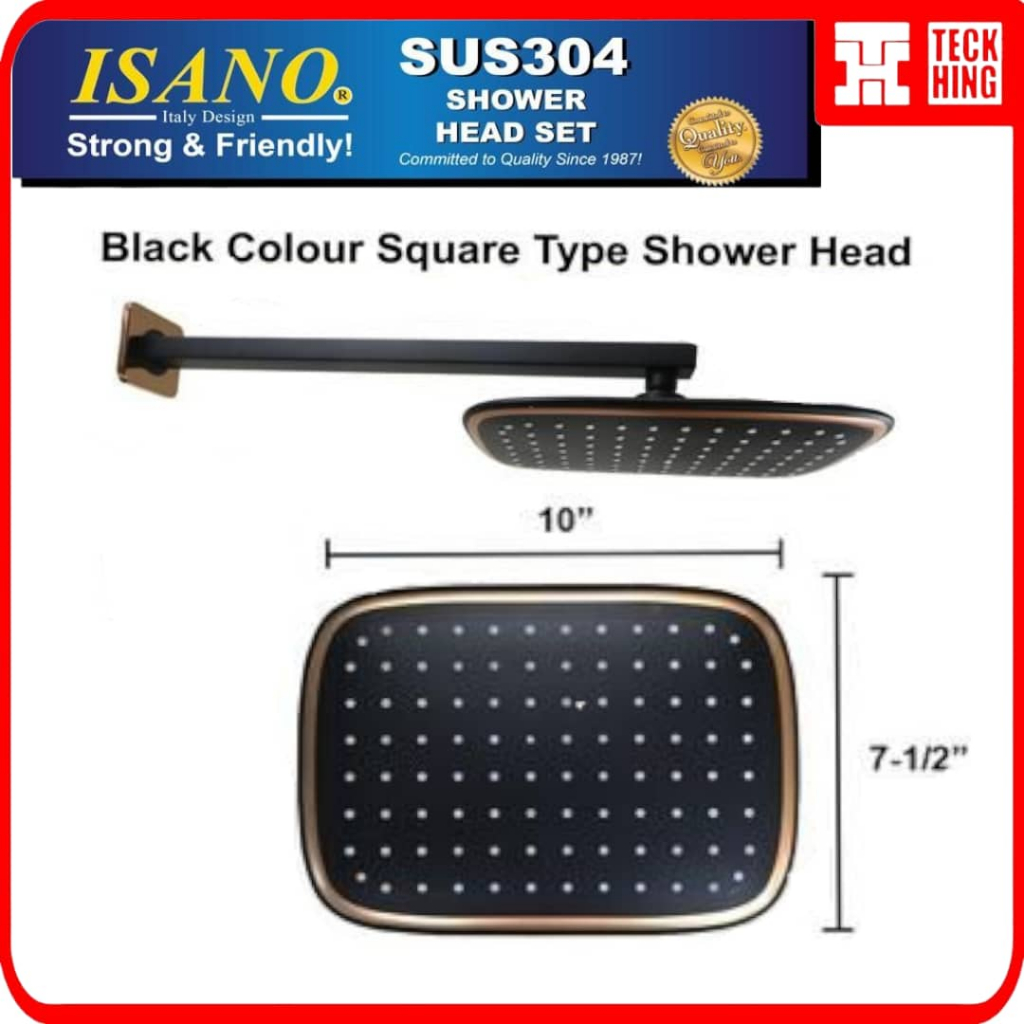 ISANO 10" Nano Rain Shower Head With Arm black | Shopee Malaysia