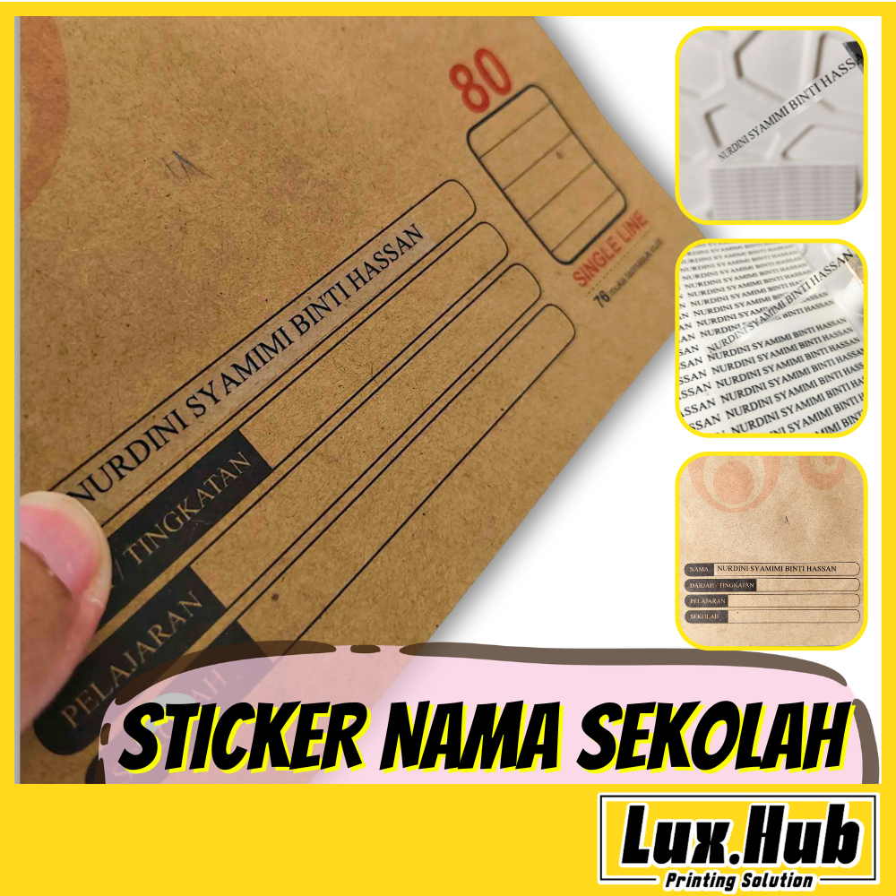 125pcs Sticker Nama Buku Sekolah | High Quality Transparent Name ...