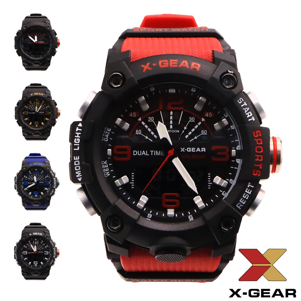X-GEAR Watch ORIGINAL 30m Waterproof Rubber Strap Dual Time Watch ...