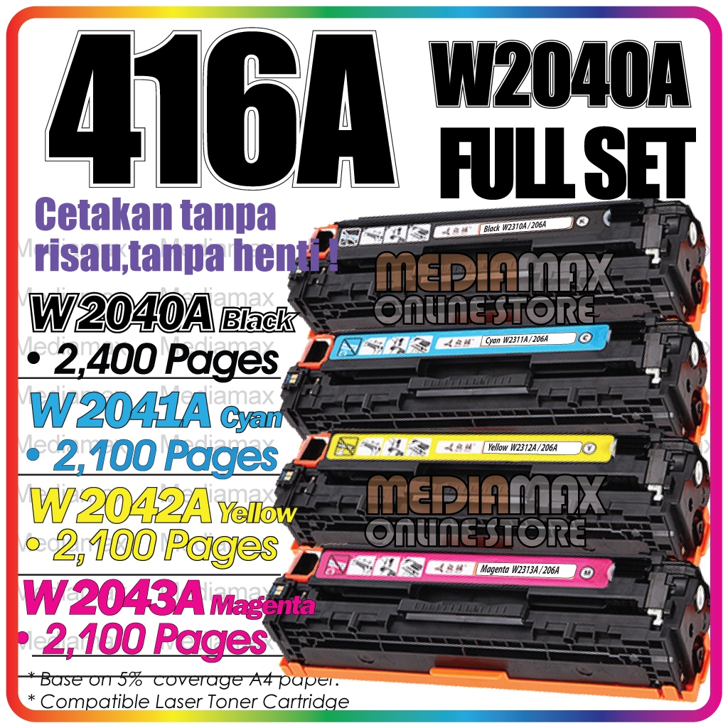 Color Set Compatible to HP 416A HP416A W2040A W2041A Laserjet Pro ...