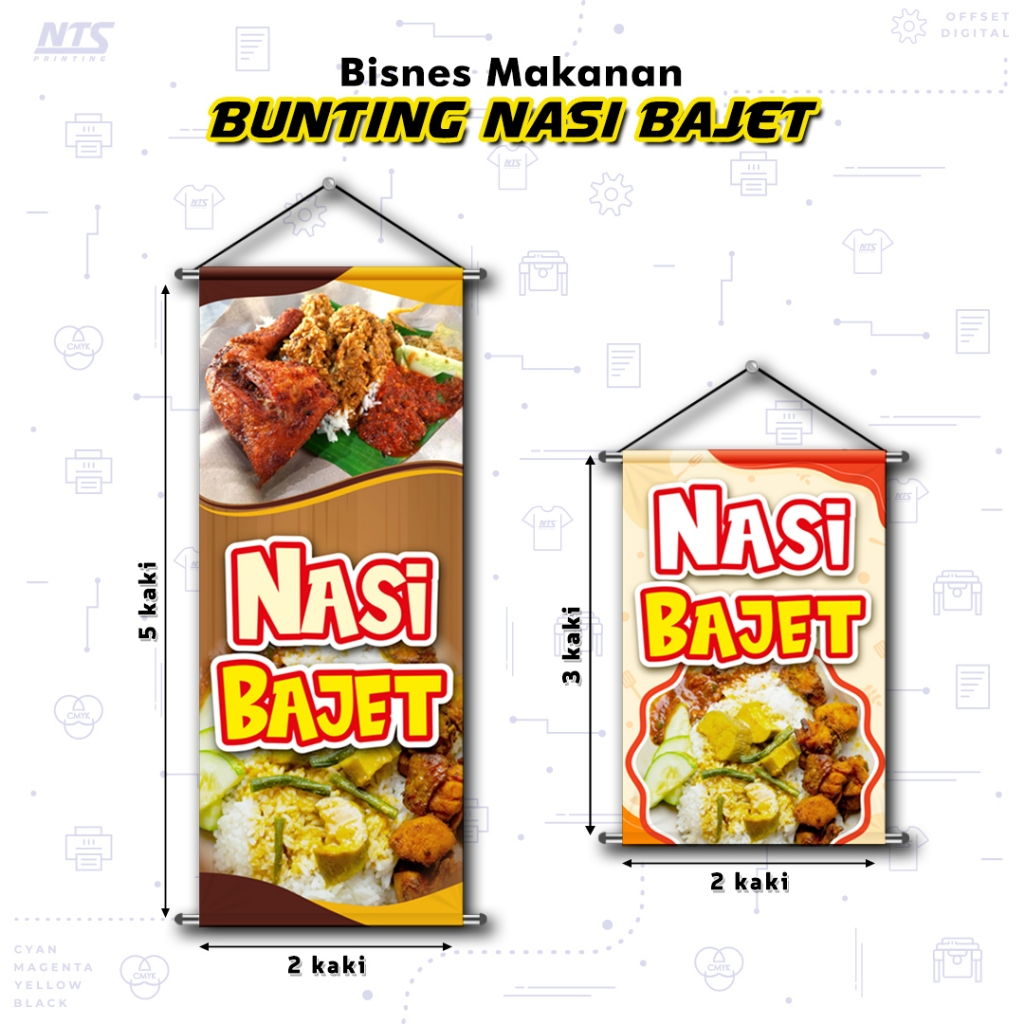 READY DESIGN BUNTING NASI BAJET - PENIAGA KEDAI / GERAI / MAKANAN ...