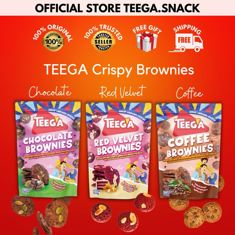 (𝐅𝐑𝐄𝐄 𝐆𝐈𝐅𝐓) Teega Crispy Brownies - Brownies Chocolate / Brownies Red ...