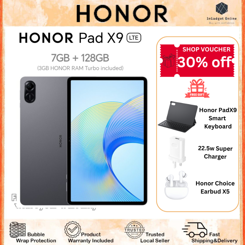[PROMO] HONOR Pad X9 LTE 13GB* (8+5GB) RAM 256GB ROM, 120Hz HONOR ...