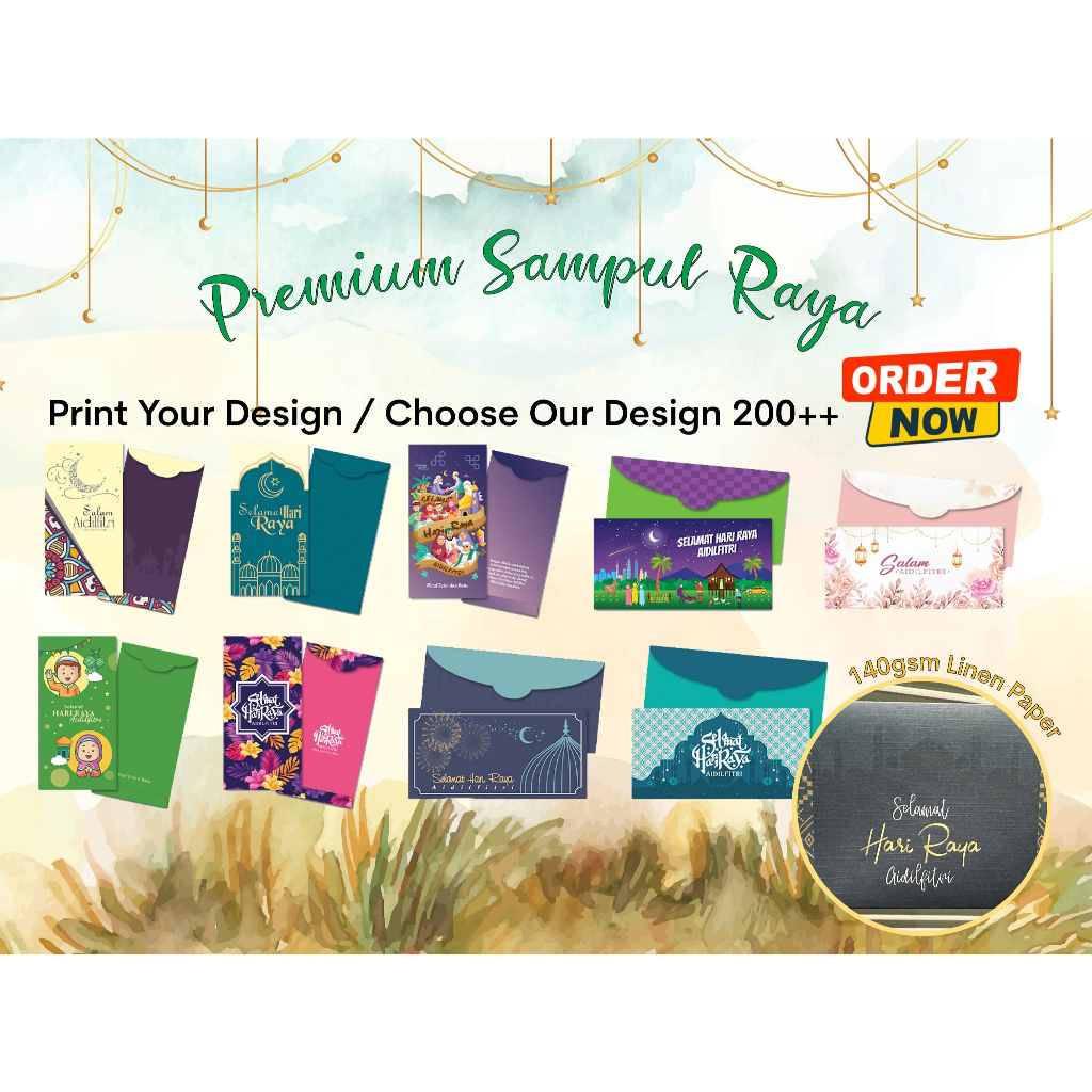 Premium Sampul Raya (140gsm Linen Paper) - Design Sendiri / Syarikat ...