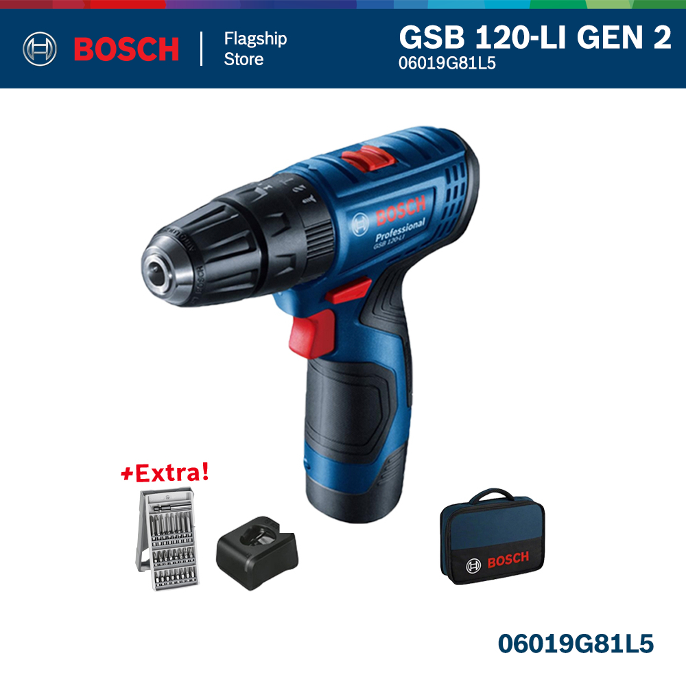 BOSCH GSB 120-LI GEN 2 Professional Cordless Impact Drill Kit + 1 ...