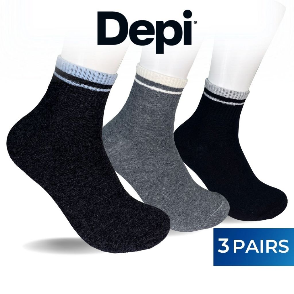 Depi Men Quarter Socks Premium Extra Thick Assorted Colour (3Pair ...