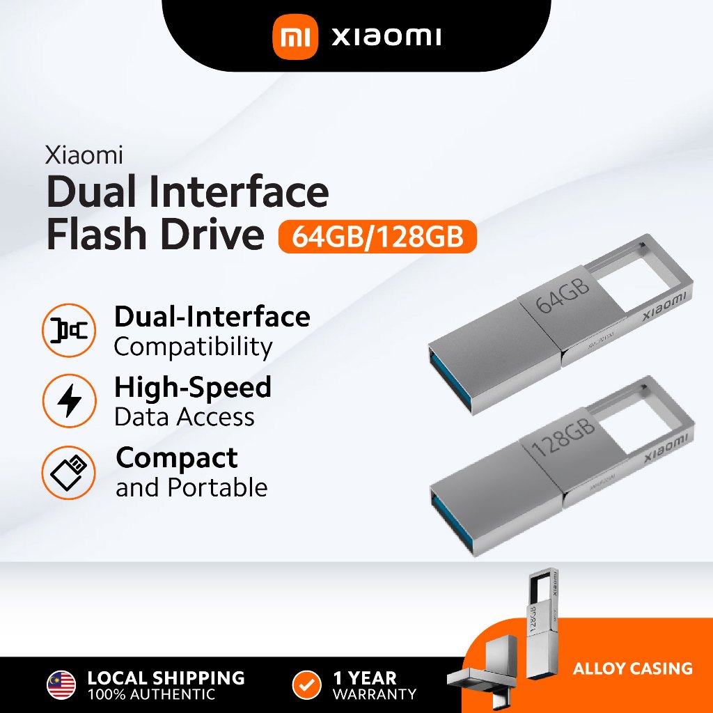 Xiaomi Dual-interface Flash Drive 64GB/128GB| USB-C & USB-A Interface ...