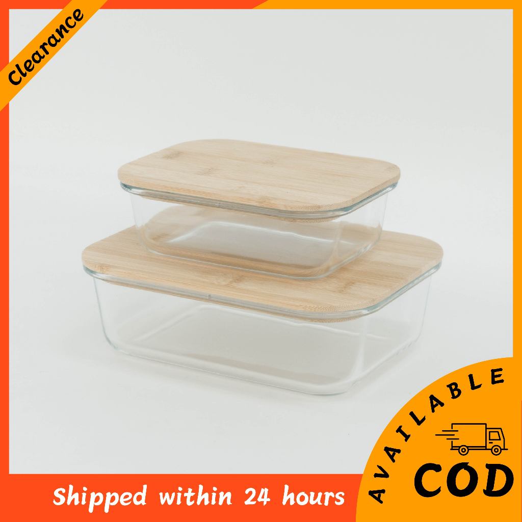 Glass Container With Bamboo Lid Rectangle Lunch Box High Quality Food ...