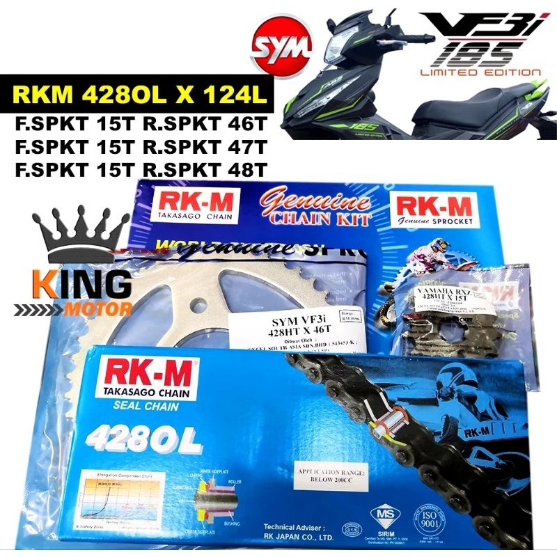 SYM VF3i Sprocket chain set RKM Stainless Steel O-Ring Chain Heavy Duty ...