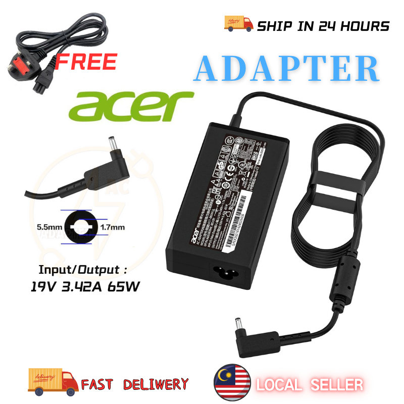 Acer Original Adapter 65w 19V 3.42A 5.5*1.7mm tip for acer extensa, aspire, travelmate series ...