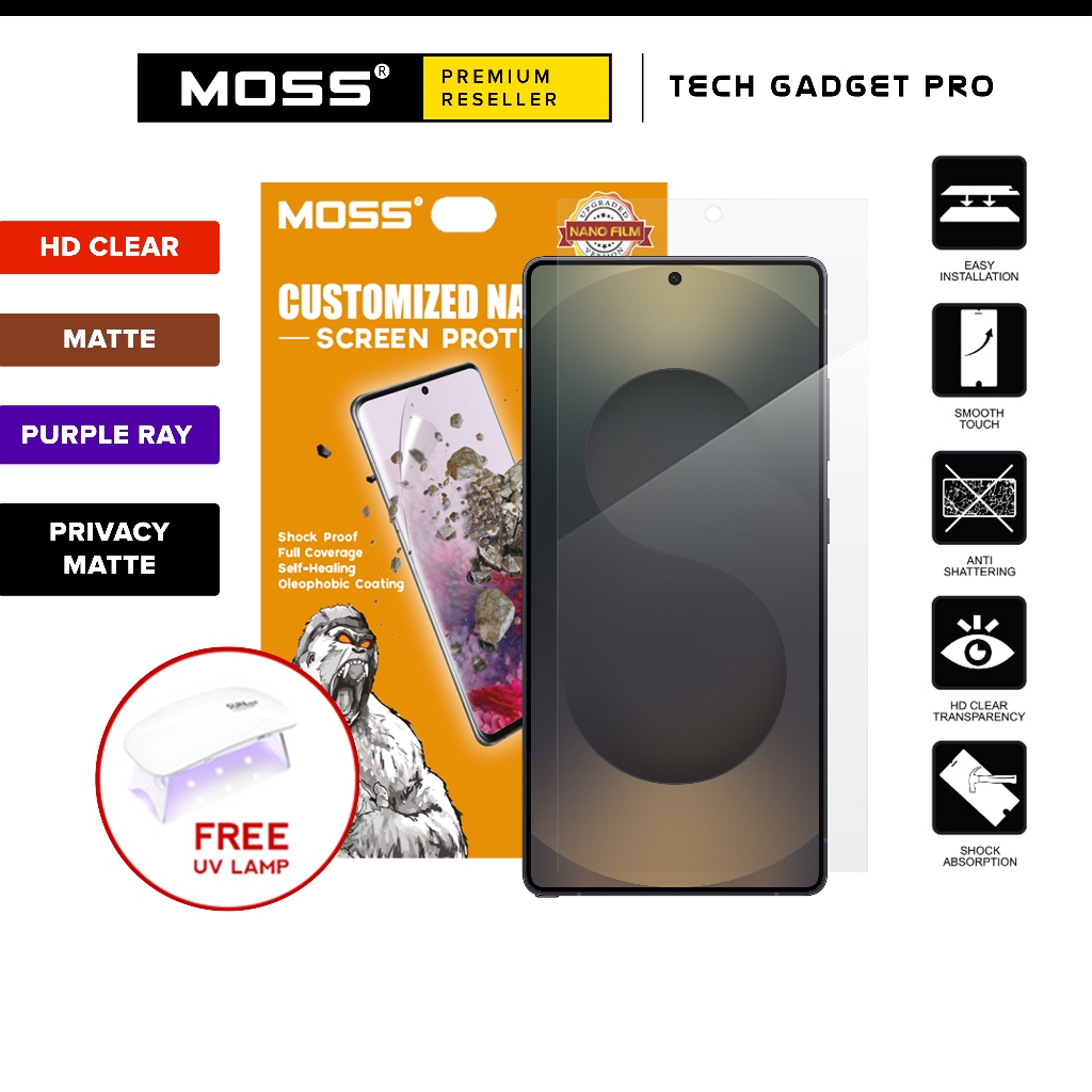 MOSS 7H UV Nano Glass Screen Protector Samsung S26 S25 S24 S23 S22 S21 ...