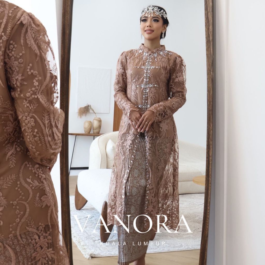 [VANORA] Teja Kebaya Labuh Lace Manik Set Skirt Pleated Songket with ...