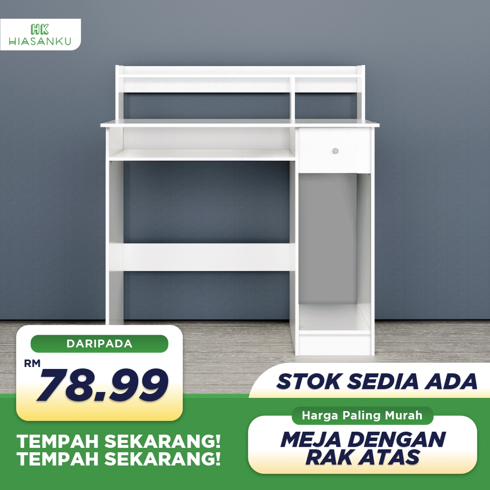 HK Meja Belajar/Study Desk with Top Shelves/Writing Table/Meja Belajar ...
